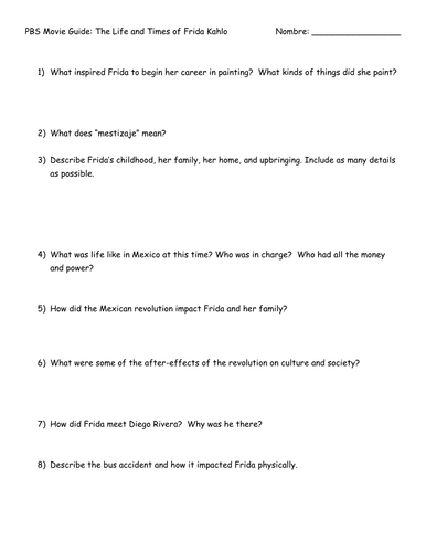 Movie Guide: The Life and Times of Frida Kahlo PBS | Teaching Resources