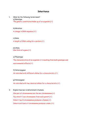 Biology: Inheritance | Teaching Resources
