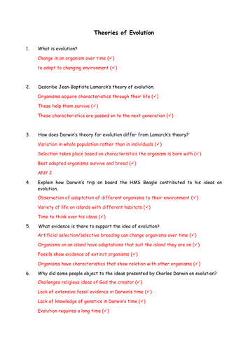 Biology: Theories of evolution | Teaching Resources