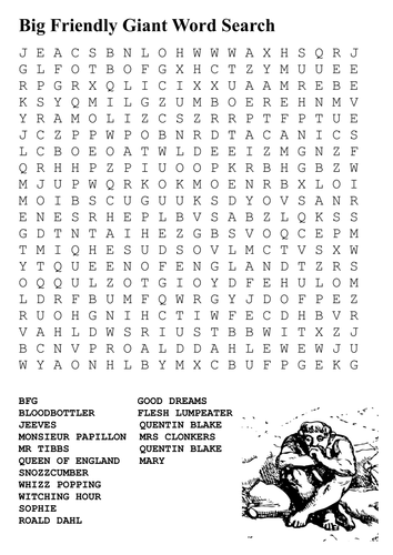 The BFG Word Search | Teaching Resources