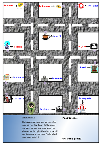French: Directions in town | Teaching Resources