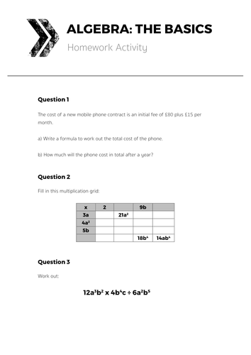 Algebra: The Basics (Higher Tier) - Complete Unit of Work | Teaching ...