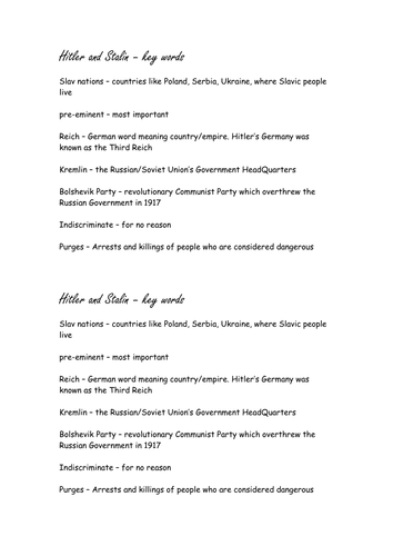 Hitler and Stalin comparison | Teaching Resources
