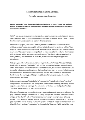 "The Importance of Being Earnest" (Oscar Wilde) | Teaching Resources