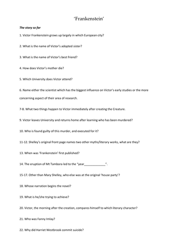 "Frankenstein" (Mary Shelley) | Teaching Resources