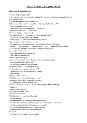 "Frankenstein" (Mary Shelley) | Teaching Resources