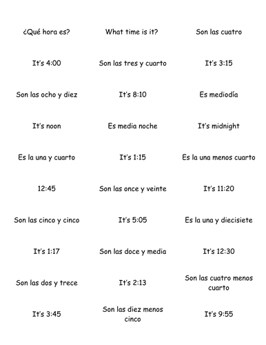 ¿Qué hora es? Six rounds of puzzles for practice telling time ...