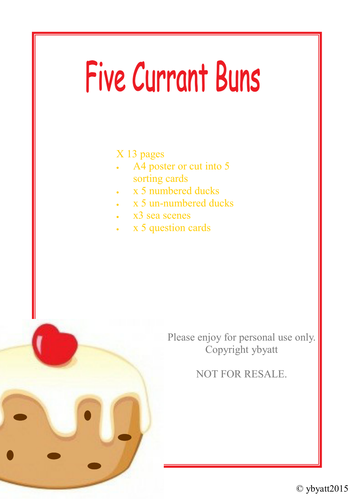 FIVE CURRANT BUNS - ACTIVTY AND SUBTRACTION QUESTION CARDS | Teaching ...