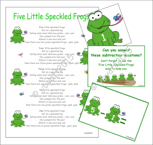 FIVE SPECKLED FROGS - PRINTABLE ACTIVITY AND GAMES - FOCUS: SUBTRACTION ...