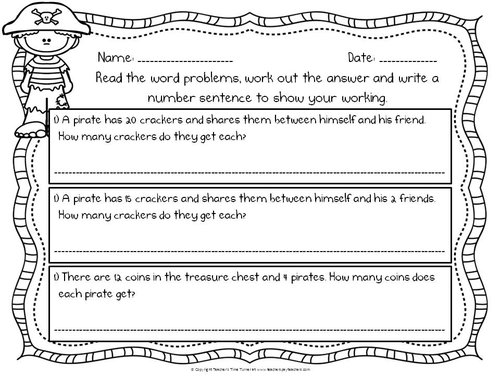 Division printables - Pirate themed | Teaching Resources