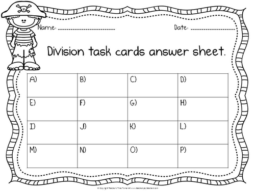 Division printables - Pirate themed | Teaching Resources