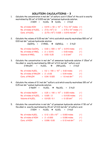 Chemistry: Solution calculations | Teaching Resources