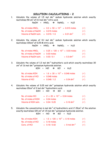 Chemistry: Calculating moles in solution | Teaching Resources