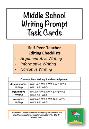 Writing Prompt Task Cards ~ Argument, Narrative & Informative Texts ...