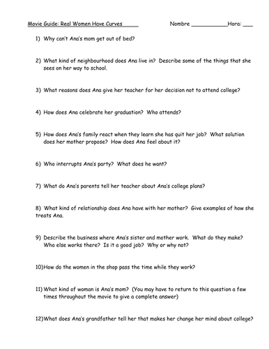 Movie Guide: Real Women Have Curves | Teaching Resources