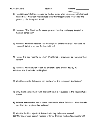 Movie Guide: Selena | Teaching Resources