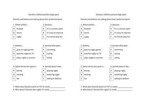 Gli sport (Italian GCSE) | Teaching Resources