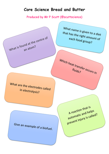 Core Bread and Butter Activity Sheets for Biology, Chemistry and ...