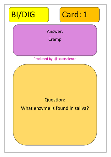 Revision loop card activity for Additional Biology - Digestion and ...
