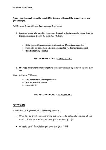 teenagers - exploring identity (subcultures) | Teaching Resources