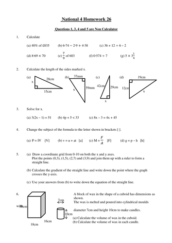 National 4 Mathematics 25x homeworks. Complete course set. Numeracy ...