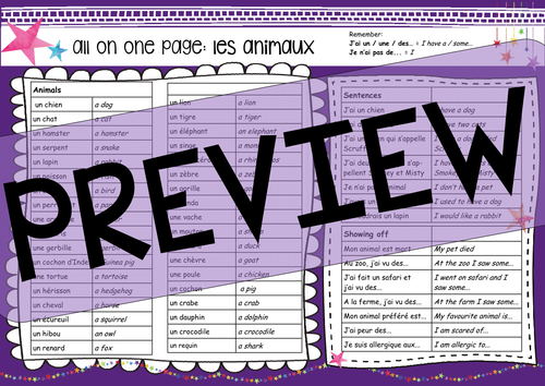 French Animals Les Animaux Bundle | Teaching Resources