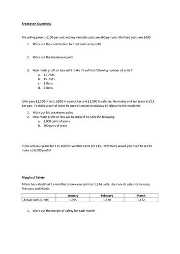 Accounting and Finance Questions Bank | Teaching Resources