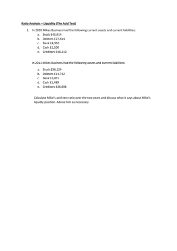 Accounting and Finance Questions Bank | Teaching Resources