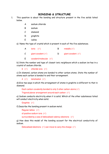 Chemistry: Bonding and structure | Teaching Resources