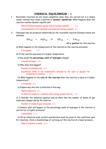 Chemistry: Chemical equilibrium | Teaching Resources