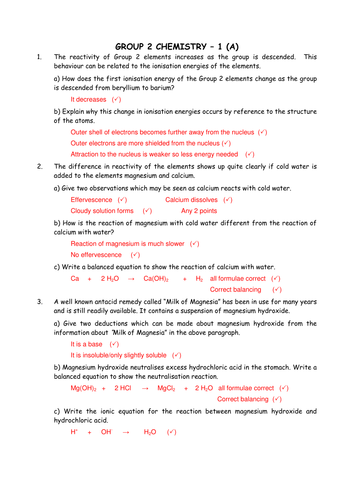 Chemistry: Group 2 chemistry | Teaching Resources