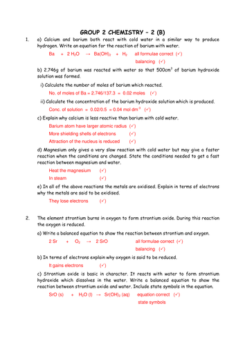 Chemistry: Group 2 in the Periodic Table | Teaching Resources