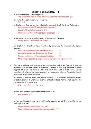 Chemistry: Group 7 chemistry | Teaching Resources