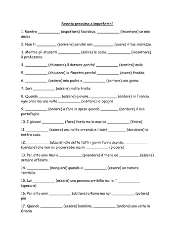 Perfect and imperfect (Italian) | Teaching Resources