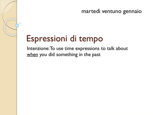 Past time expressions (italian) | Teaching Resources