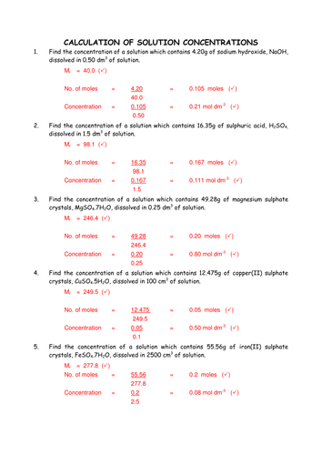 Chemistry: Molar concentration | Teaching Resources