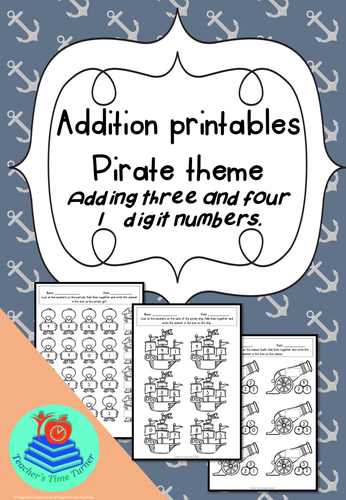 Addition Printables - Pirate Theme | Teaching Resources