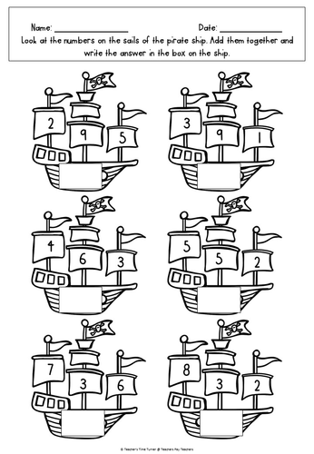 Addition Printables - Pirate Theme | Teaching Resources
