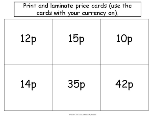 Money game - the grocery shopping bingo game | Teaching Resources