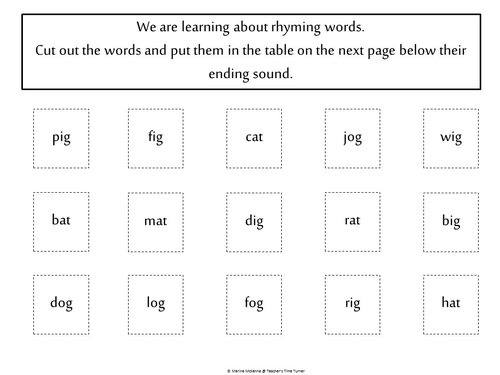 Rhyming words - CVC words | Teaching Resources