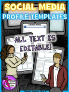 Social Media Profile Templates: EDITABLE | Teaching Resources