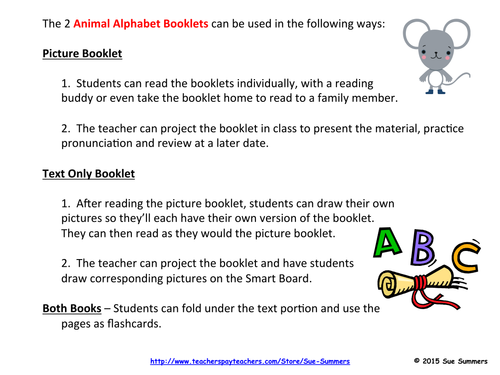 Animal Alphabet Mini Books in English - 1 Illustrated, 1 Text Only ...