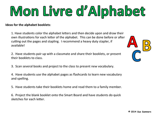 French Alphabet Sketch and Color Booklet - Mon Livre d'Alphabet ...