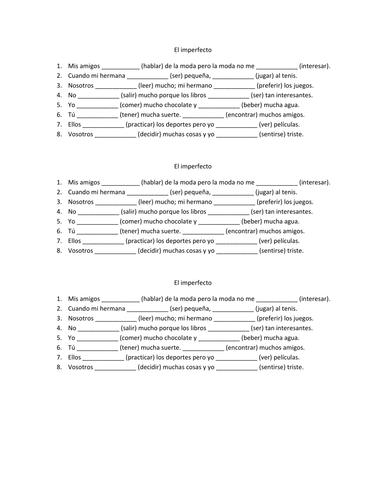 The Imperfect / El imperfecto (Spanish) | Teaching Resources