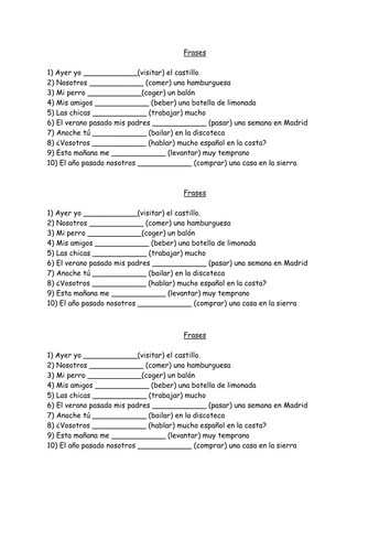 Preterite / el preterito (Spanish) | Teaching Resources