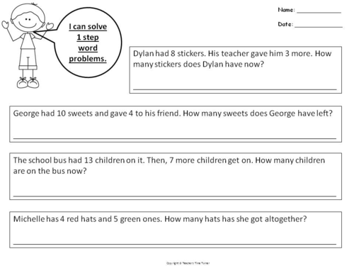 1 step word problems | Teaching Resources
