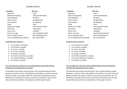 In the city / en la ciudad (Spanish) | Teaching Resources