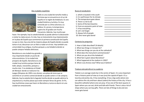 In the city / en la ciudad (Spanish) | Teaching Resources