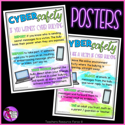 Cyber Bullying Awareness: Posters, Task Cards & Activities | Teaching ...