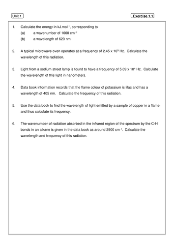 CfE Advanced Higher Chemistry Notes on Units 1 and 2 and homework ...
